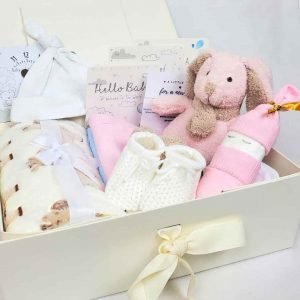 Newborn Baby Knitted Beanie Cap & Teddy Bear Set - Rompibaby